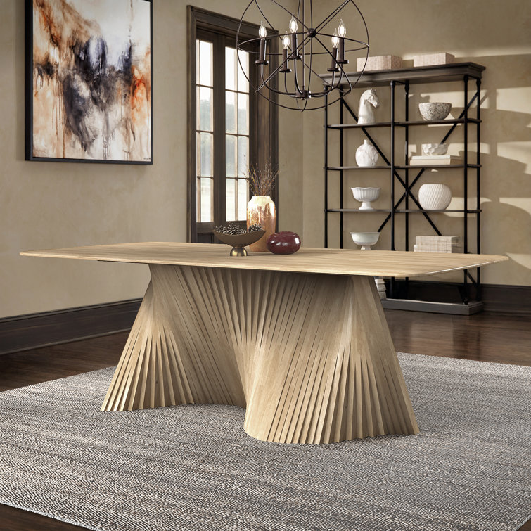 Latitude Run® Arusha Wave Base Wood Dining Table | Wayfair